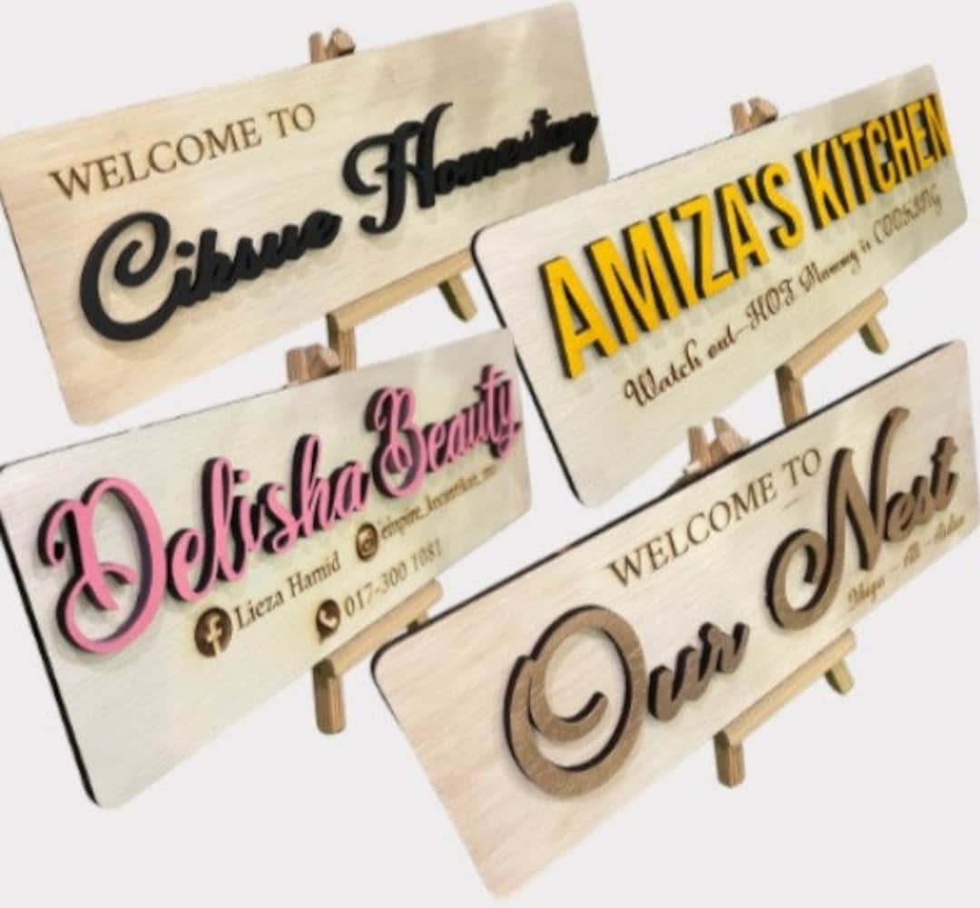 Personalized Custom 3D Font Wood Plate/signboard for Home and Business ...
