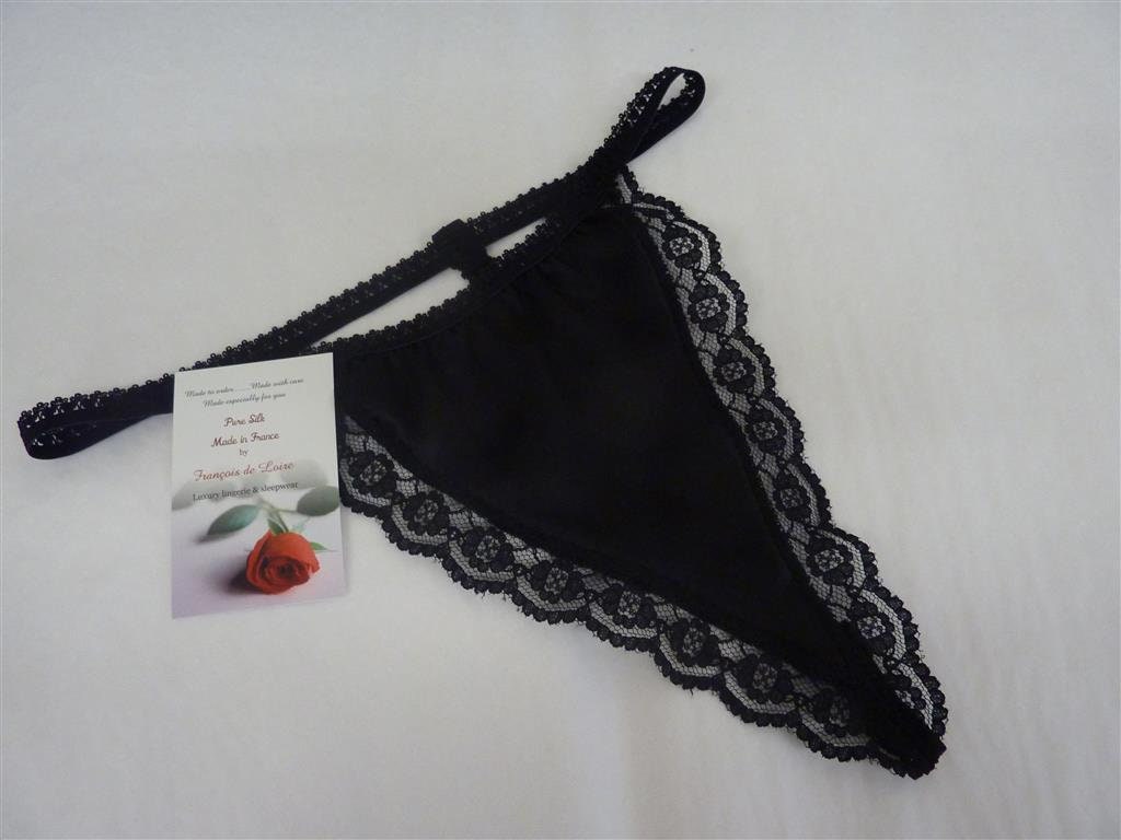 3 Pure Silk Satin and Lace G Strings Black Ivory and Red Made - Etsy UK