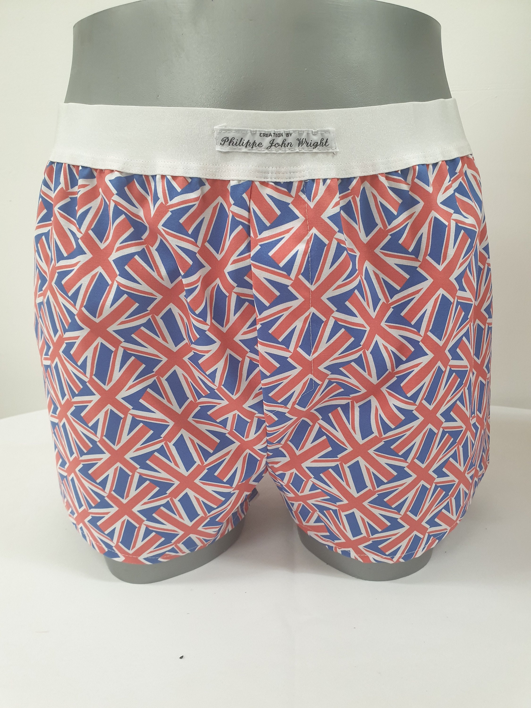 Fun 100% Cotton Boxer Shorts for Men Red White Blue, Union Jack Flag ...