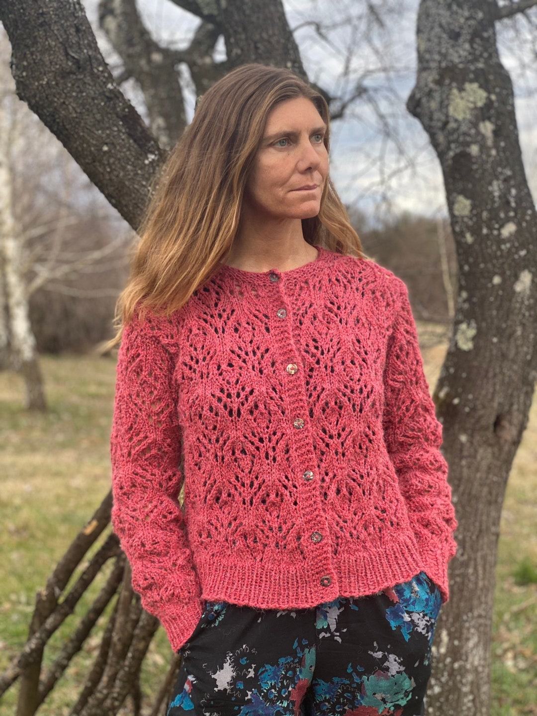 Hand-knitted Jacket in Ajour Pattern - Etsy