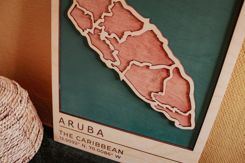 Aruba Map Aruba Wall Art Caribbean Custom Map 3D Map Wood - Etsy