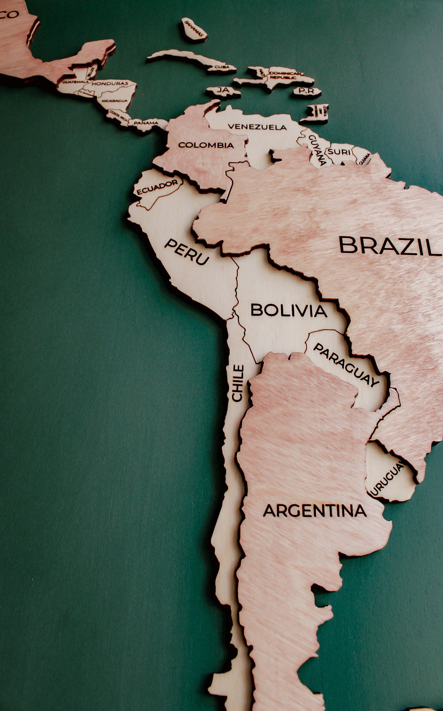 Latin America Map South America Map 3D Map Wood Art City - Etsy