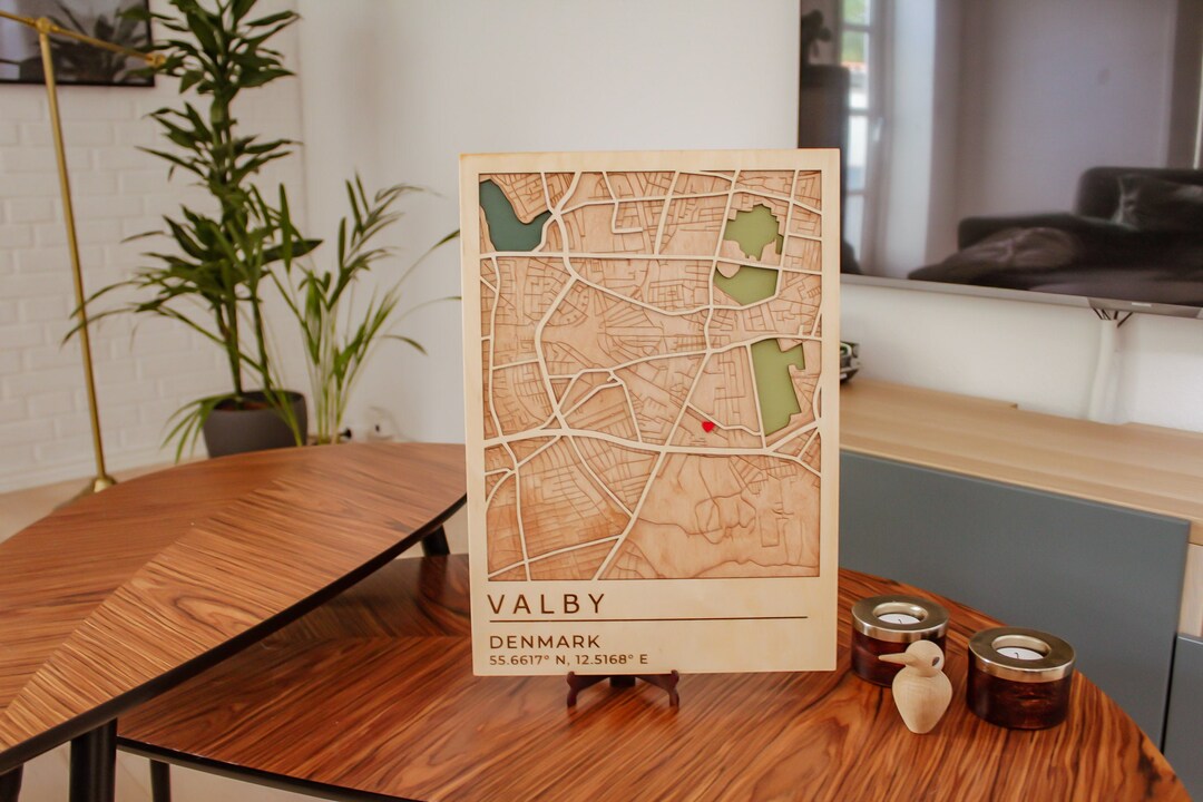 Valby Map Denmark Map Europe Map 3D Map Wood Art Custom - Etsy Singapore