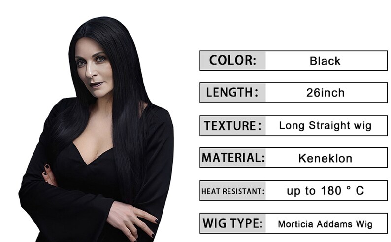 Black Wednesday Morticia Addams Wig-addams Family Cosplay Wig - Etsy