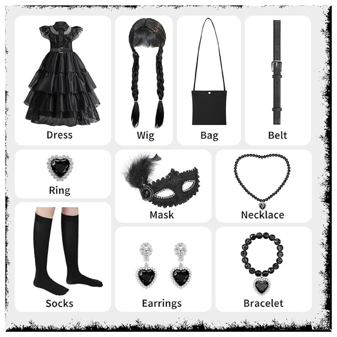 Kids Halloween Costume Inspired by Wednesday Addams Gothic Gloom Dress ...