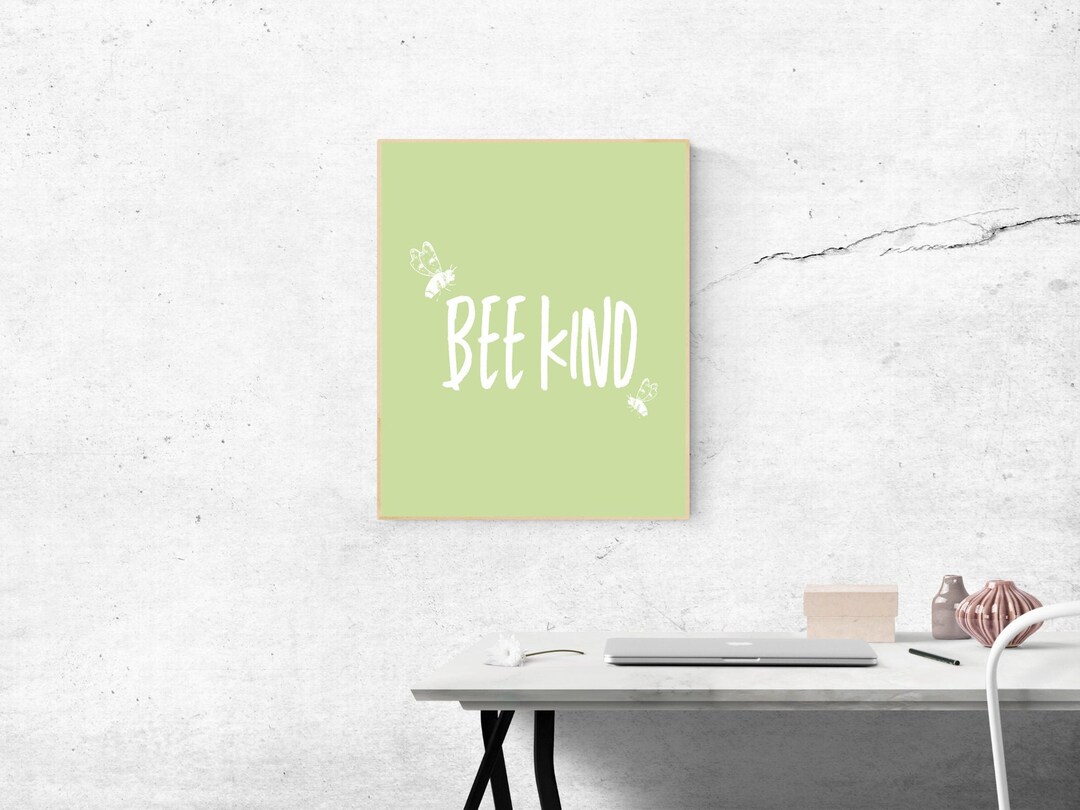 Bee Kind Printable Wall Art, Neutral Wall Print, Cute Quote, Wall Decor ...