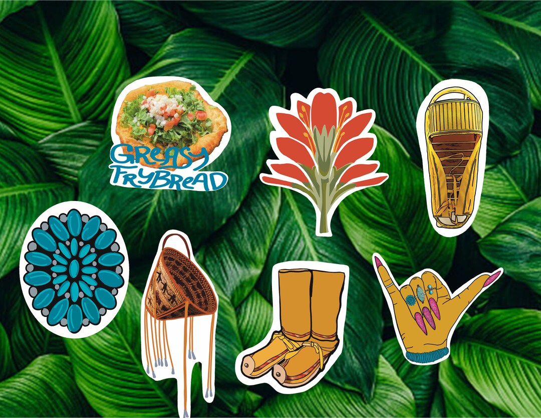 Native American Stickers: Frybread, Moccasins, Burden Basket - Etsy