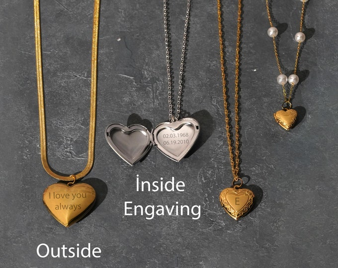 Gold Heart Locket Necklace, 18k Gold Plated Lock, Ribbon Necklace ...