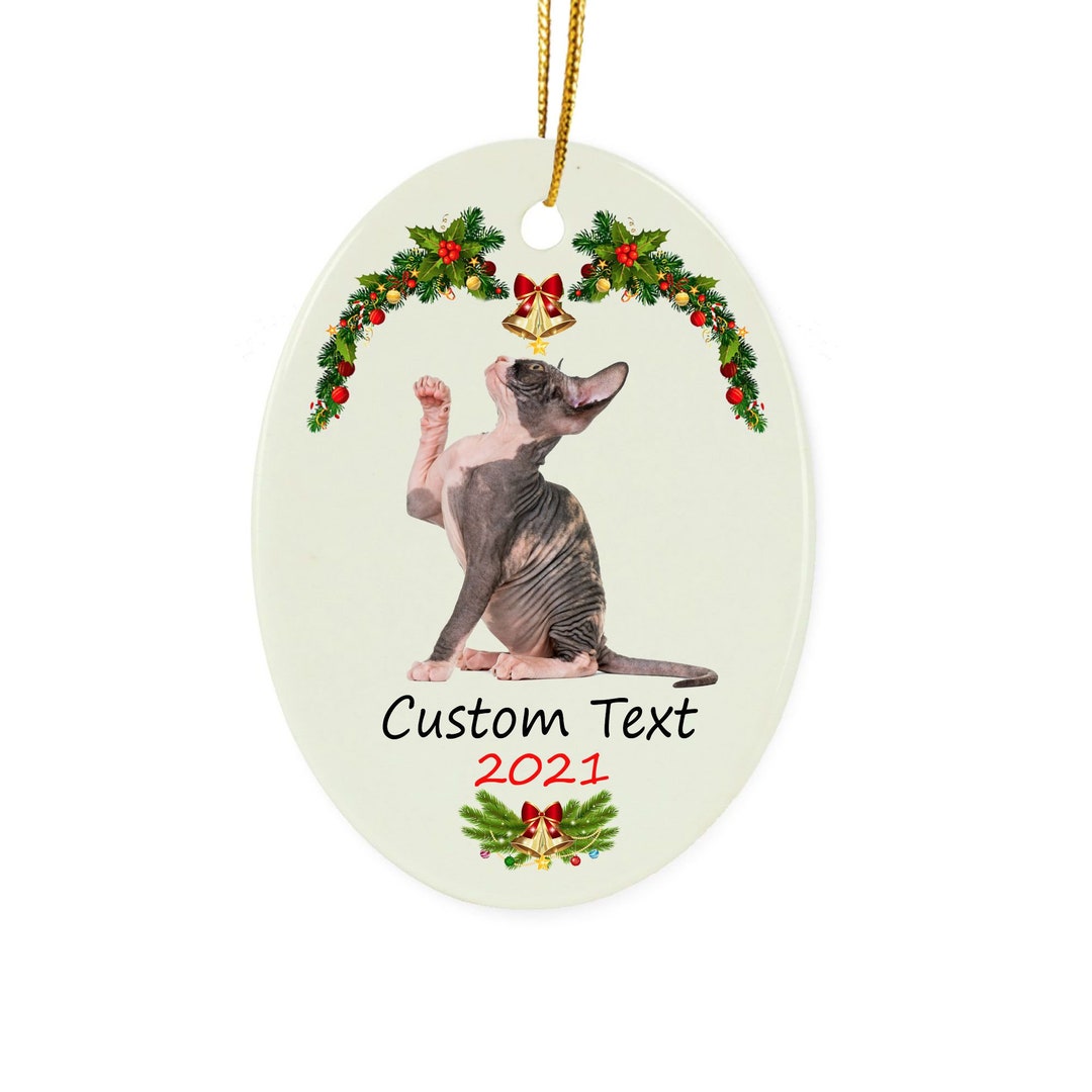 Personalized Name Sphynx Cat Ornaments for Christmas Tree 2021 ...