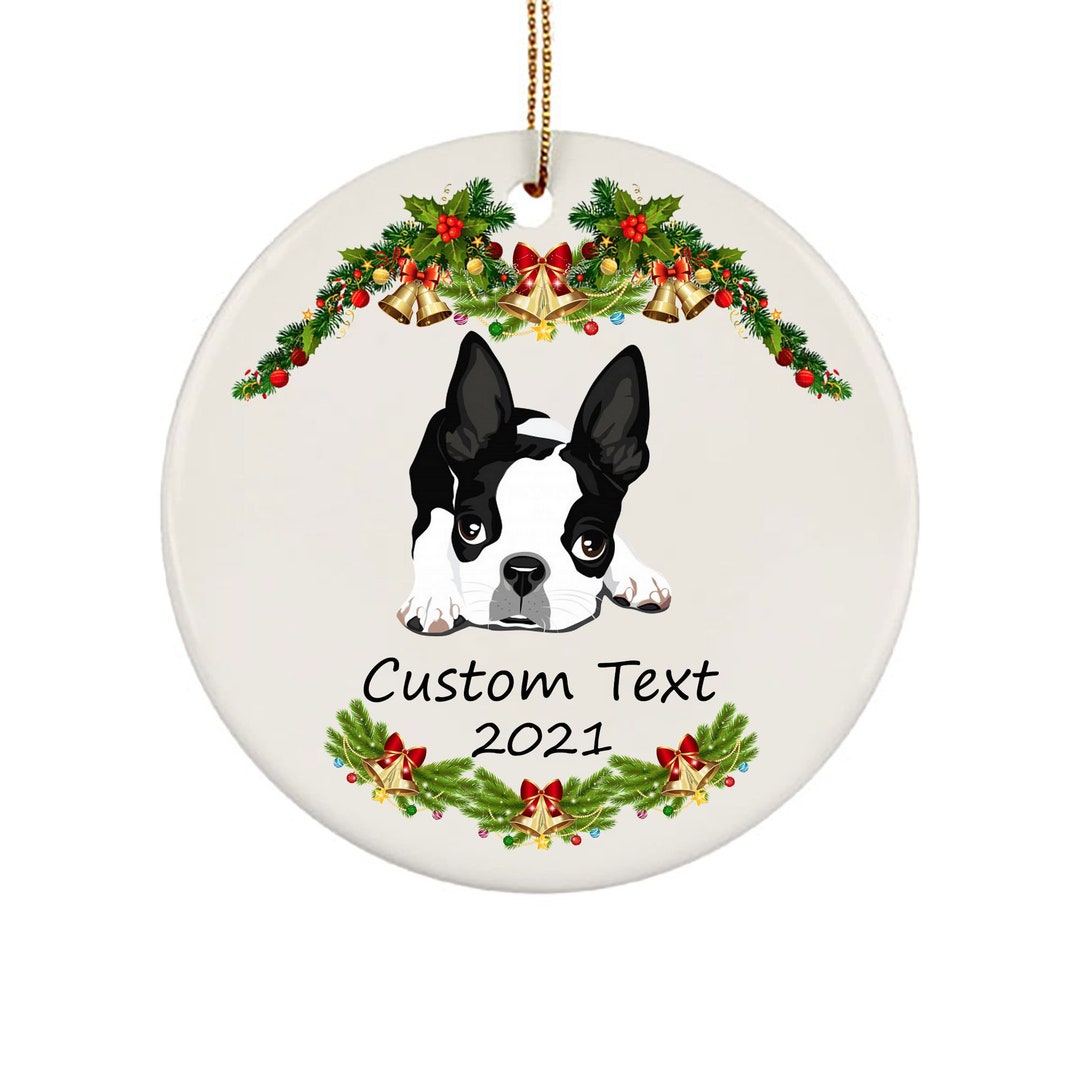 Personalized Name Boston Terrier Ornaments Gifts for Christmas Tree ...