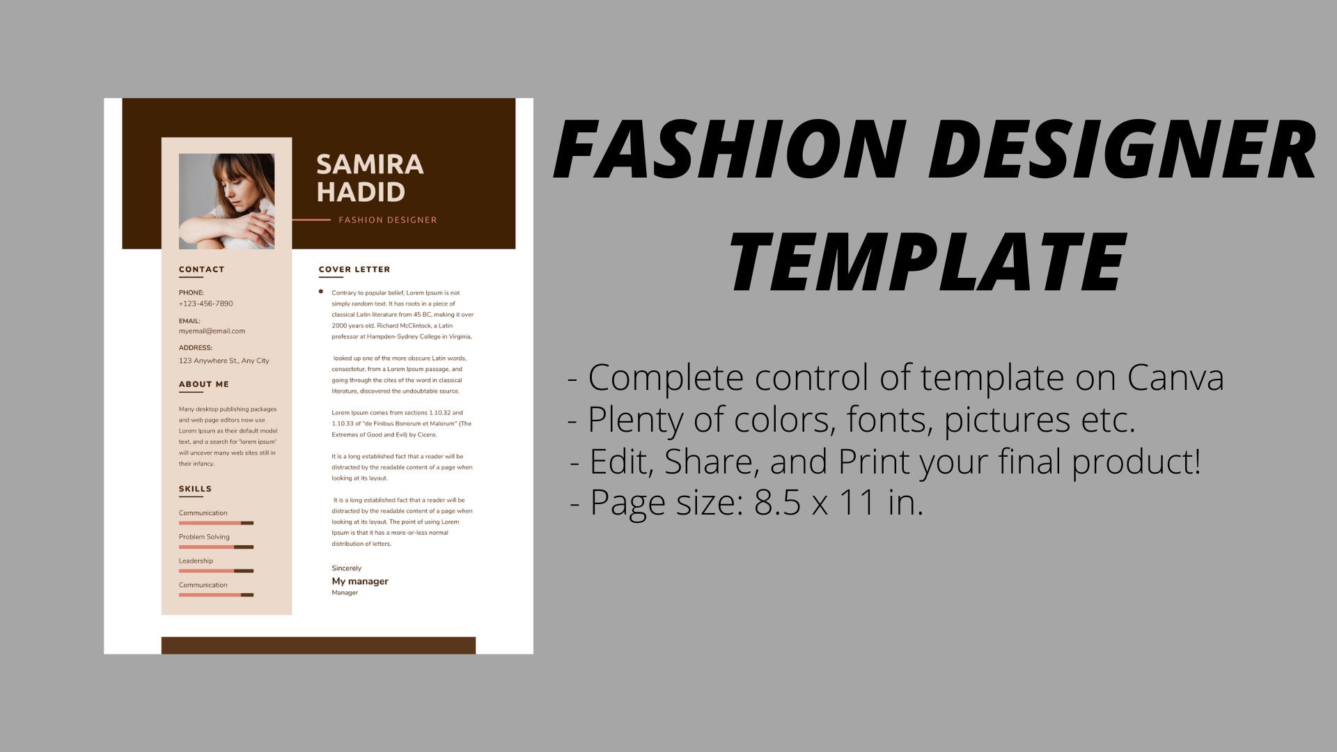 Fashion Designer Resume Template - Etsy