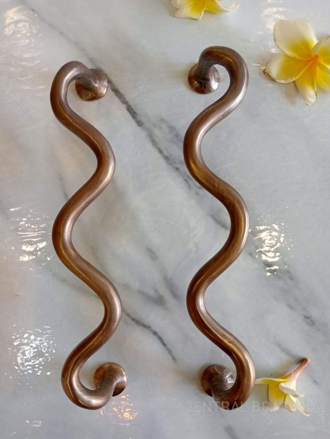 4pcs Wavy Brass Cabinet Handle, Vintage Wiggle Pull (8.26'' Length ...