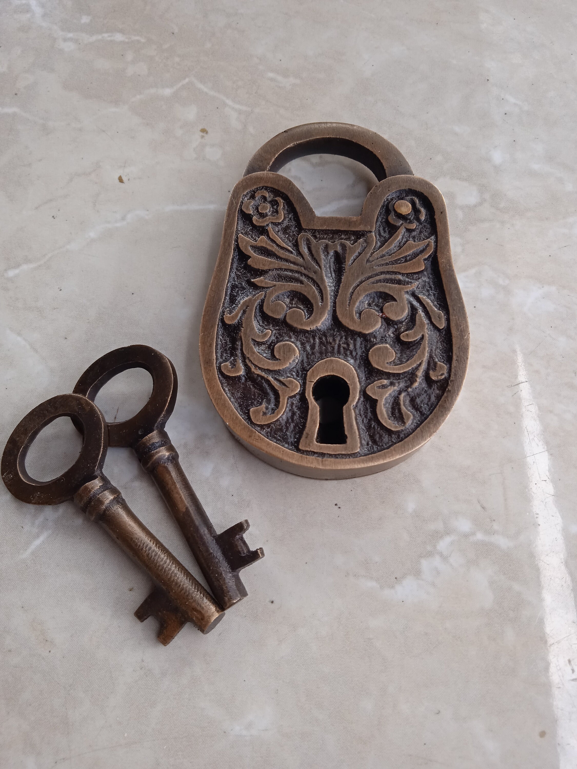 Vintage Ornate Flower Old PADLOCK Solid Brass Antique Key - Etsy