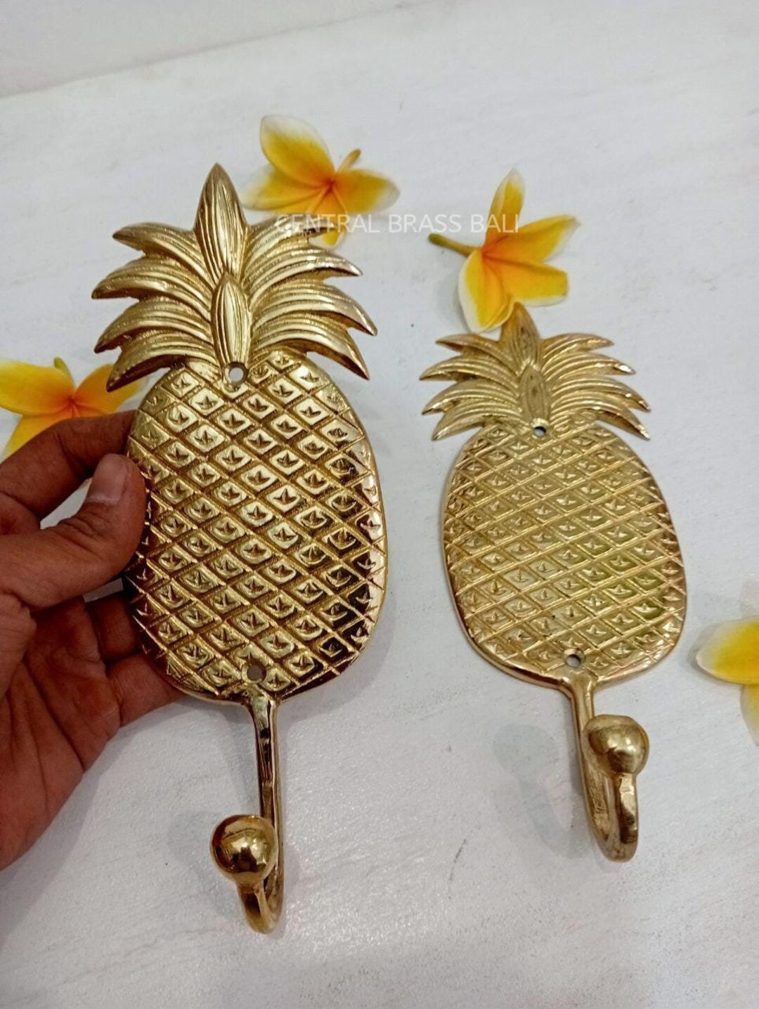 Big Golden Pineapple Coat Wall Hook Brass Old Style 22 Cm Wall Mounted Hand Cast 8.66" Inches ...