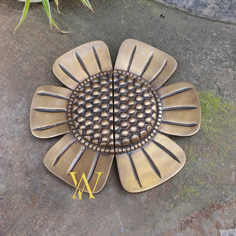Pair Main Entry Door Pull SUN FLOWER Handles Door Handle - Etsy