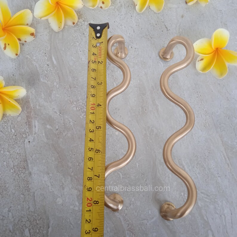 Set of 4pcs Wavy Brass Cabinet Handle, Wiggle Drawer Pull, 8.26"(tarrif ...