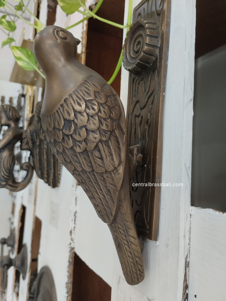 Vintage Solid Brass Woodpecker Door Knocker, Bird Decor (10.43" Inches ...