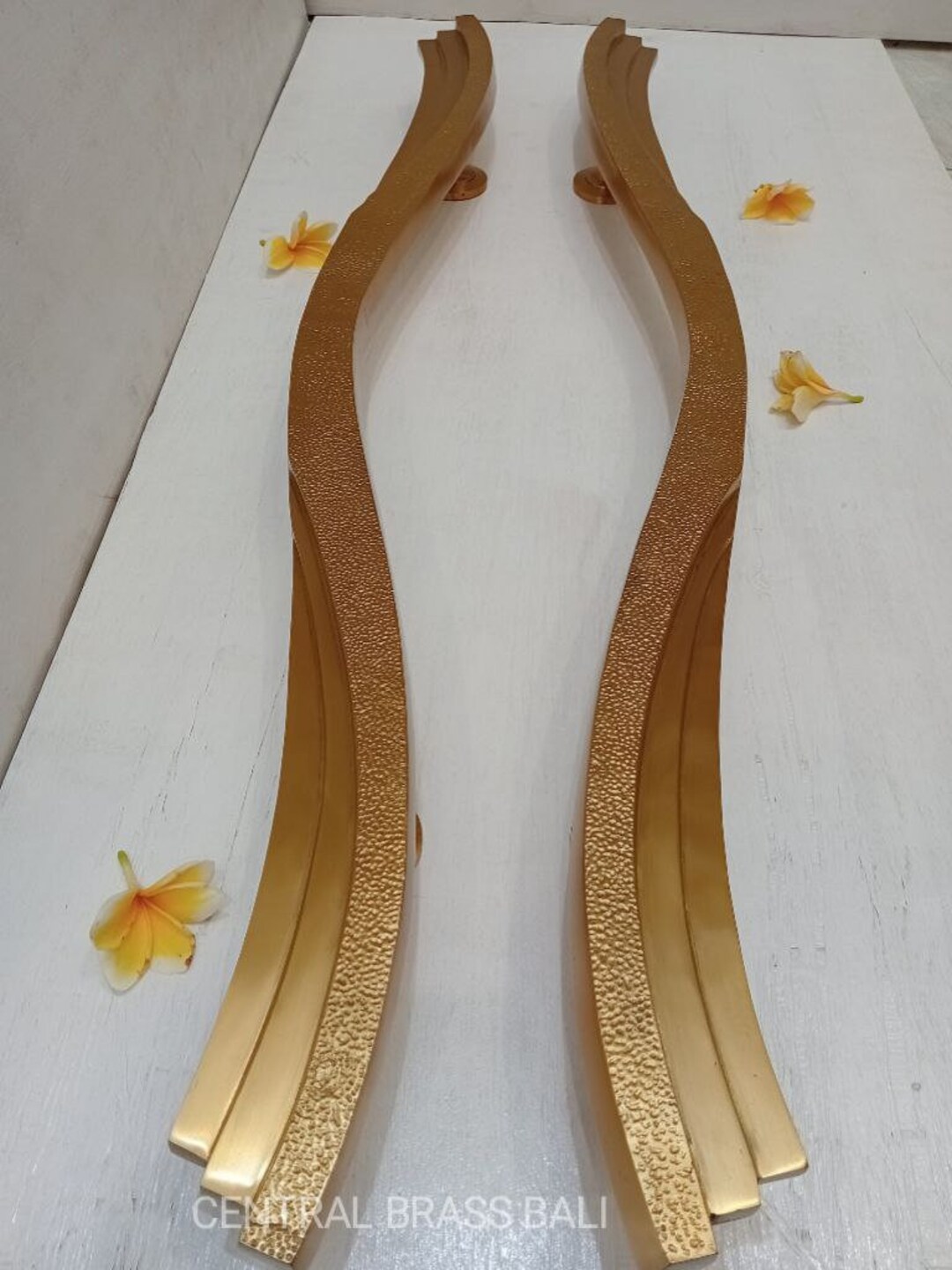 Large Brass Wavy Door Handle Set, Gold Finish, 39.37"(tarrif PAID) - Etsy