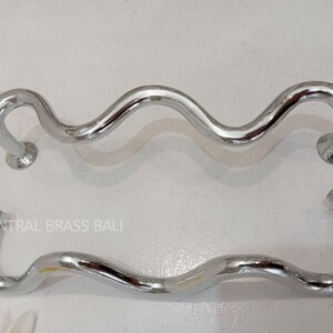 Wiggle Brass Cabinet Handle, Silver Chrome, Wavy Drawer Pull (4pcs ...