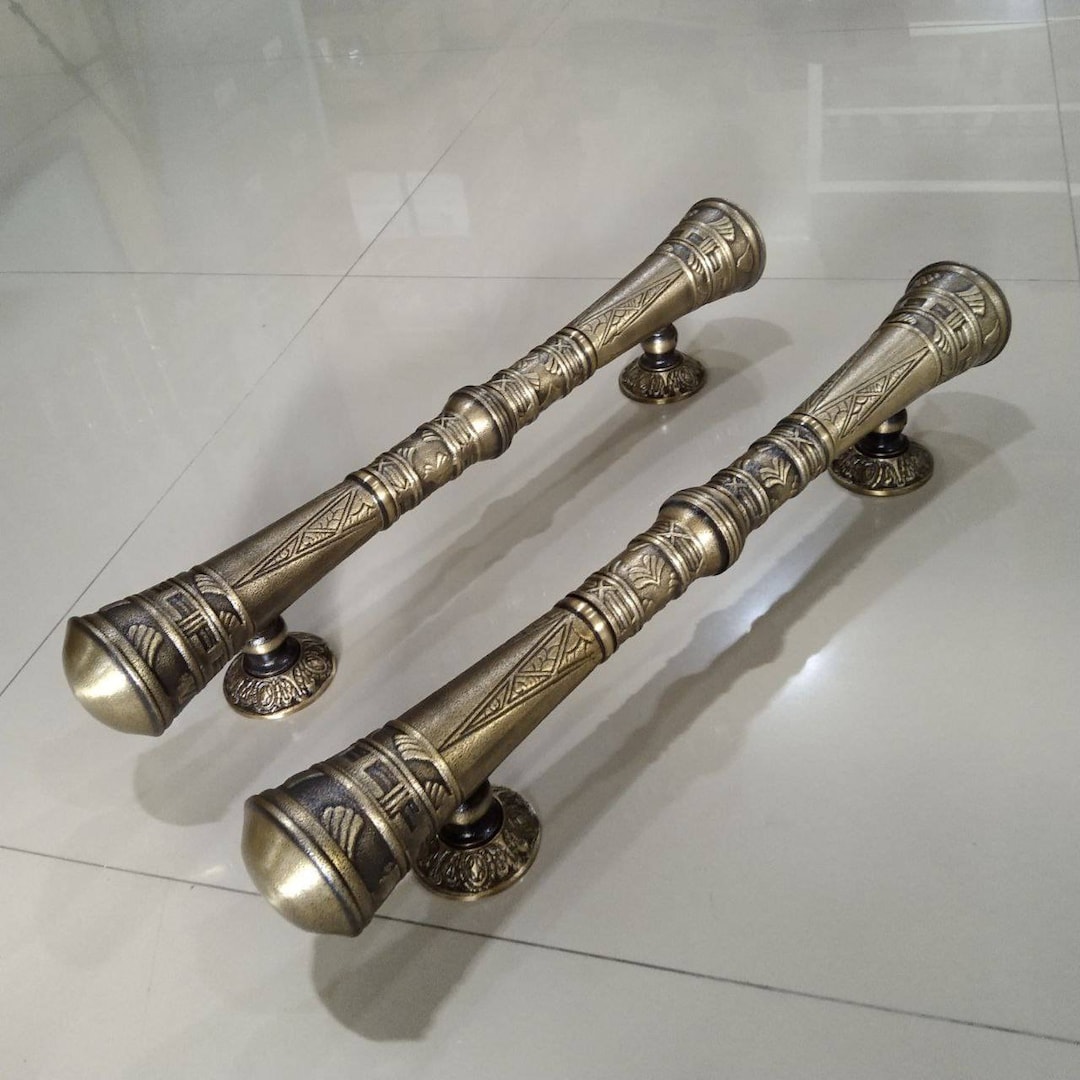 2x Pcs 56 Cm Main Entry Door Handle Brass for Front Door, Victorian ...