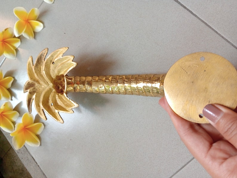 2pcs Palm Tree Solid Brass Door Handles, Tropical Front Entry Door ...