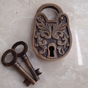 Vintage Ornate Flower Old PADLOCK Solid Brass Antique Key | Etsy