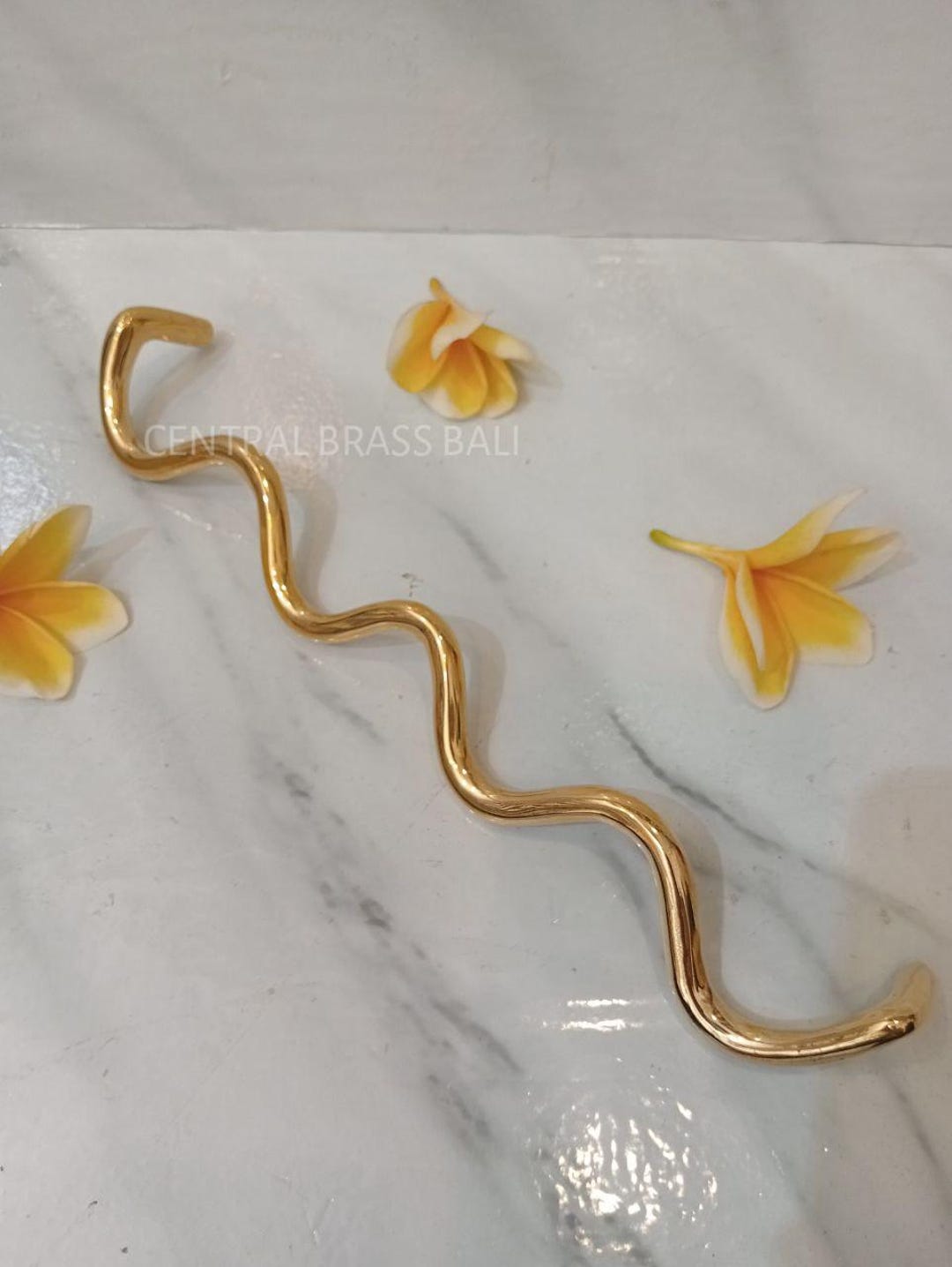 Set of 2x Pcs 30 Cm Gold Polished WIGGLE Brass Handles for Cabinets ...