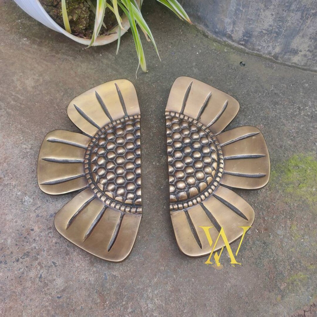 Pair Main Entry Door Pull SUN FLOWER Handles, Door Handle, Flower ...