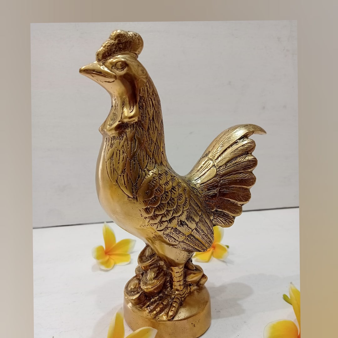 8.26" Inch Big Brass Chicken Sculpture Large Chicken Sculpture for Home ...