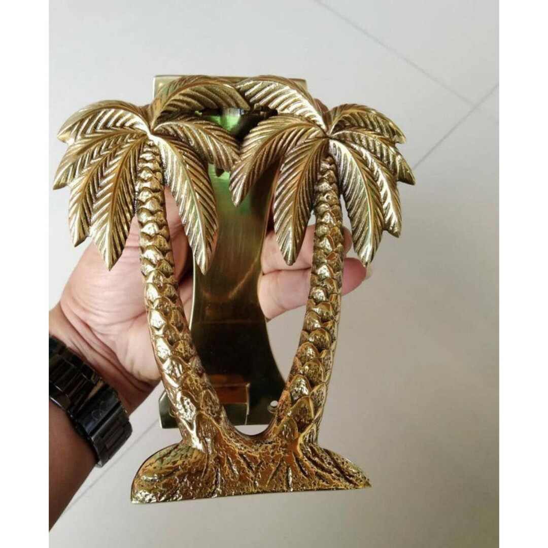 6 Inches Golden Brass Palm Tree Door Knocker Tropical Palm Brass Door ...
