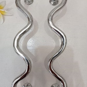 Wiggle Brass Cabinet Handle, Silver Chrome, Wavy Drawer Pull (4pcs ...