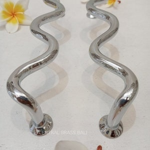 Wiggle Brass Cabinet Handle, Silver Chrome, Wavy Drawer Pull (4pcs ...