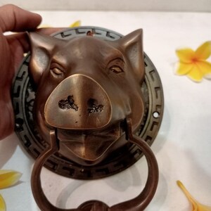 8.07" Vintage Brass Pig Door Knocker, Solid Brass Farm Animal Knocker ...