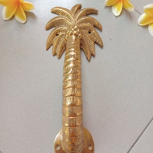 2pcs Palm Tree Solid Brass Door Handles, Tropical Front Entry Door ...