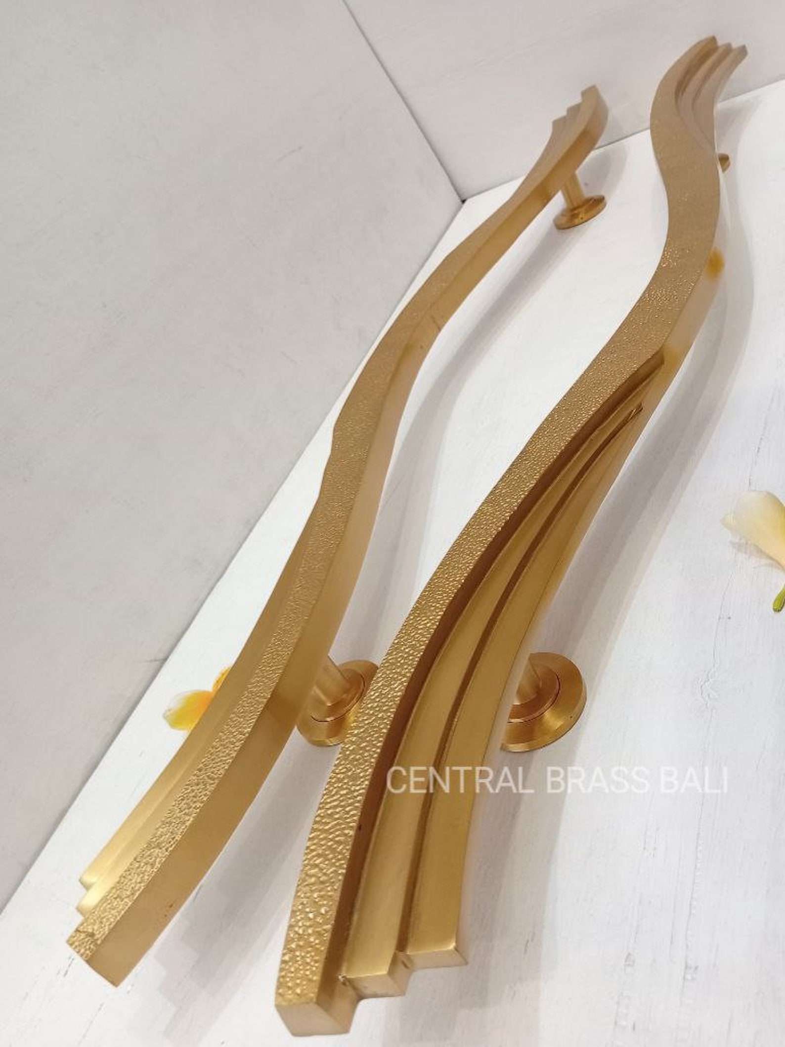 Large Brass Wavy Door Handle Set, Gold Finish, 39.37"(tarrif PAID) - Etsy