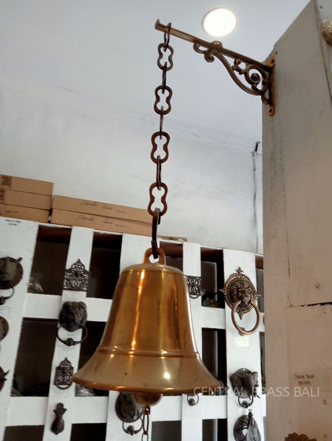 Large Solid Brass Door Bell | Vintage Shopkeeper Chime, 14.5" Chain - Etsy