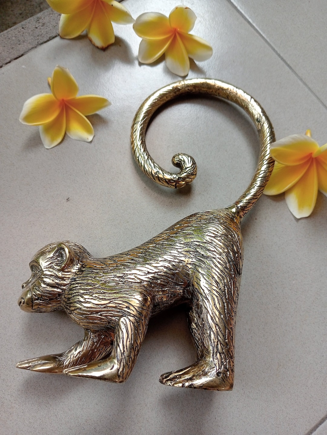 Monkey Brass 6 Inch / 15 Cm , Monkey Figurine, Monkey Sculpture, Monkey ...