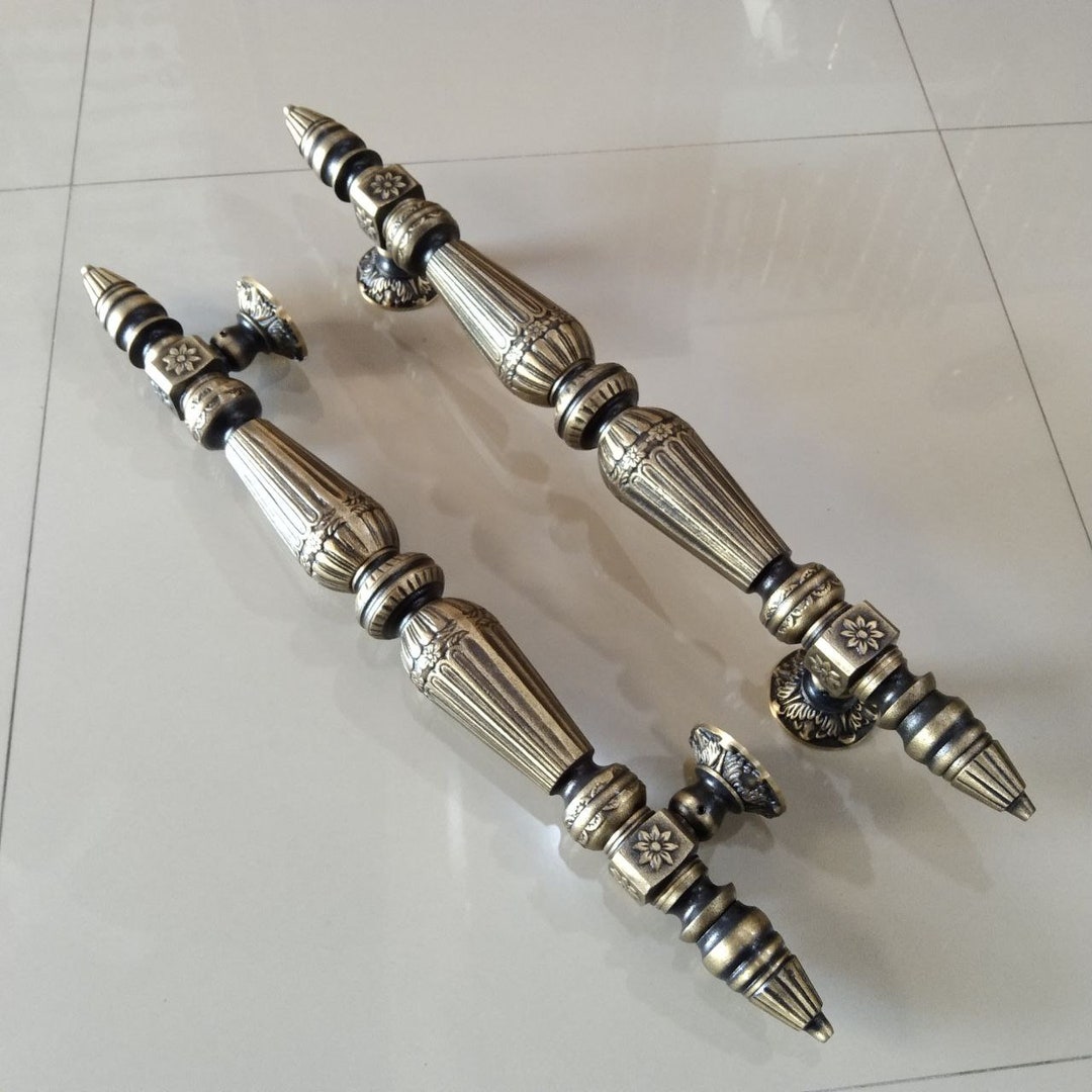 2x Pcs 60 Cm Main Entry Handle Tower Handle Pull Brass Victorian Big ...