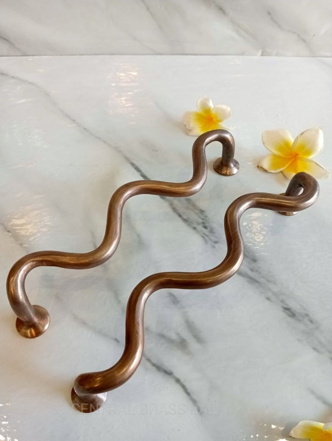 8.26'' Vintage WIGGLE Brass Handles for Cabinets, Wavy Cabinet Pull ...