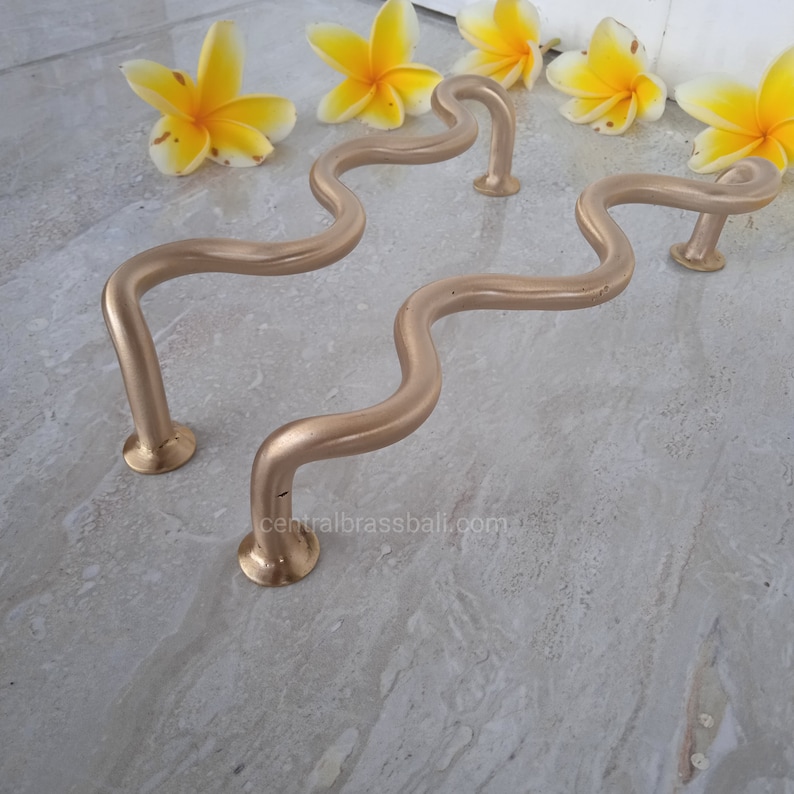 4x Pcs 21 Cm Pair WIGGLE Brass Handles for Cabinets Wavy - Etsy