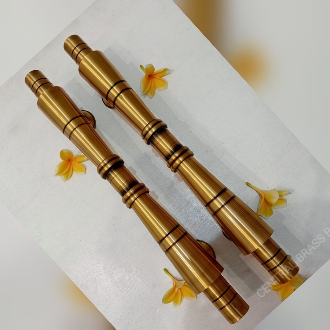 17.0 Inches Pair Vintage BAMBOO Brass Door Handle, Bamboo-style Handle ...