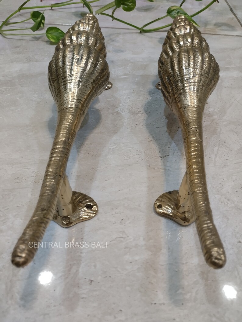 Pair Brass Shell Door Handle Set, Seaside Decor (13.77 Inch) - Etsy