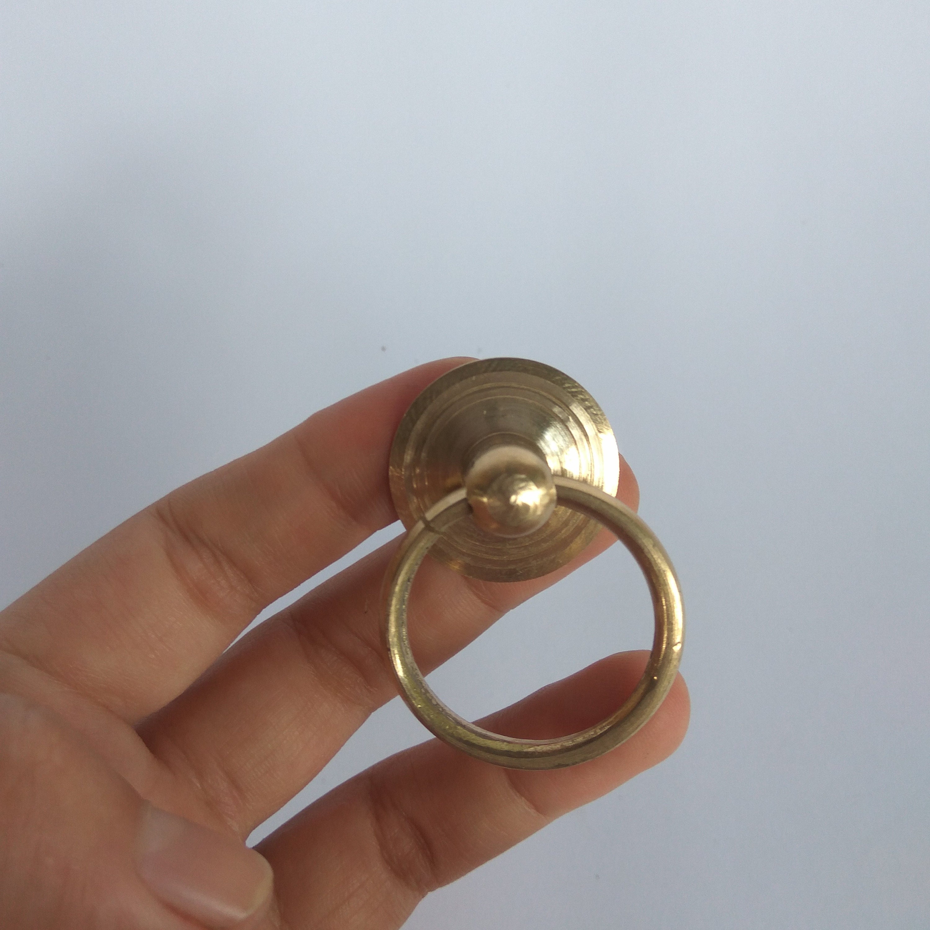 6 Solid Brushed Brass Round Ring Pulls, Cabinet Drawer Knobs - Etsy