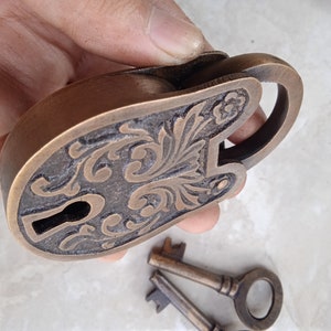 Vintage Ornate Flower Old PADLOCK Solid Brass Antique Key | Etsy