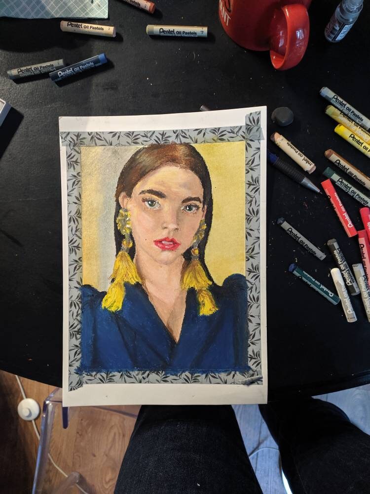 Oil Pastel Portrait of Anya Taylor-joy - Etsy