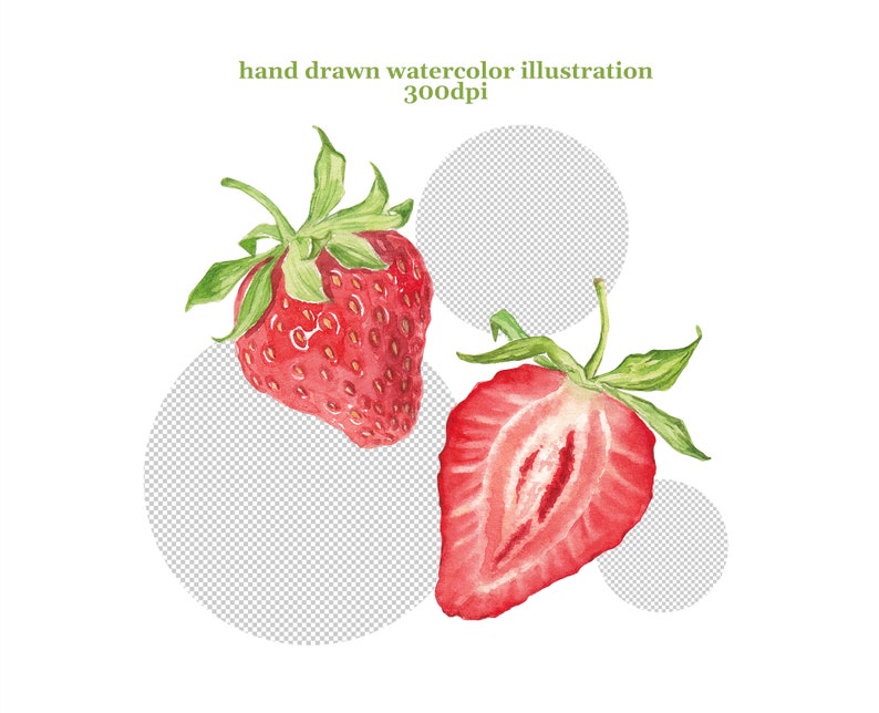 Watercolor Strawberry in PNG. Food Illustration. (Instant Download) - Etsy