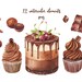Watercolor Chocolate Cake and Desserts Clipart. Sweets Clipart: Cupcake ...