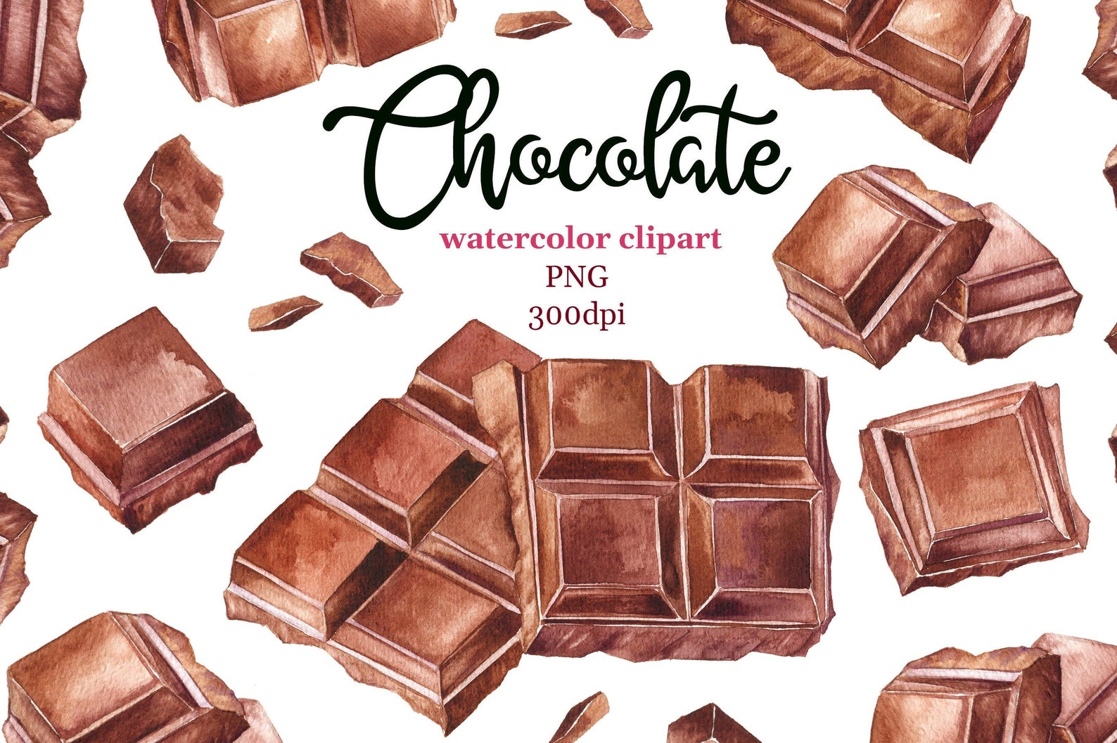 Watercolor Chocolate Clipart. Digital Print in PNG - Etsy Canada