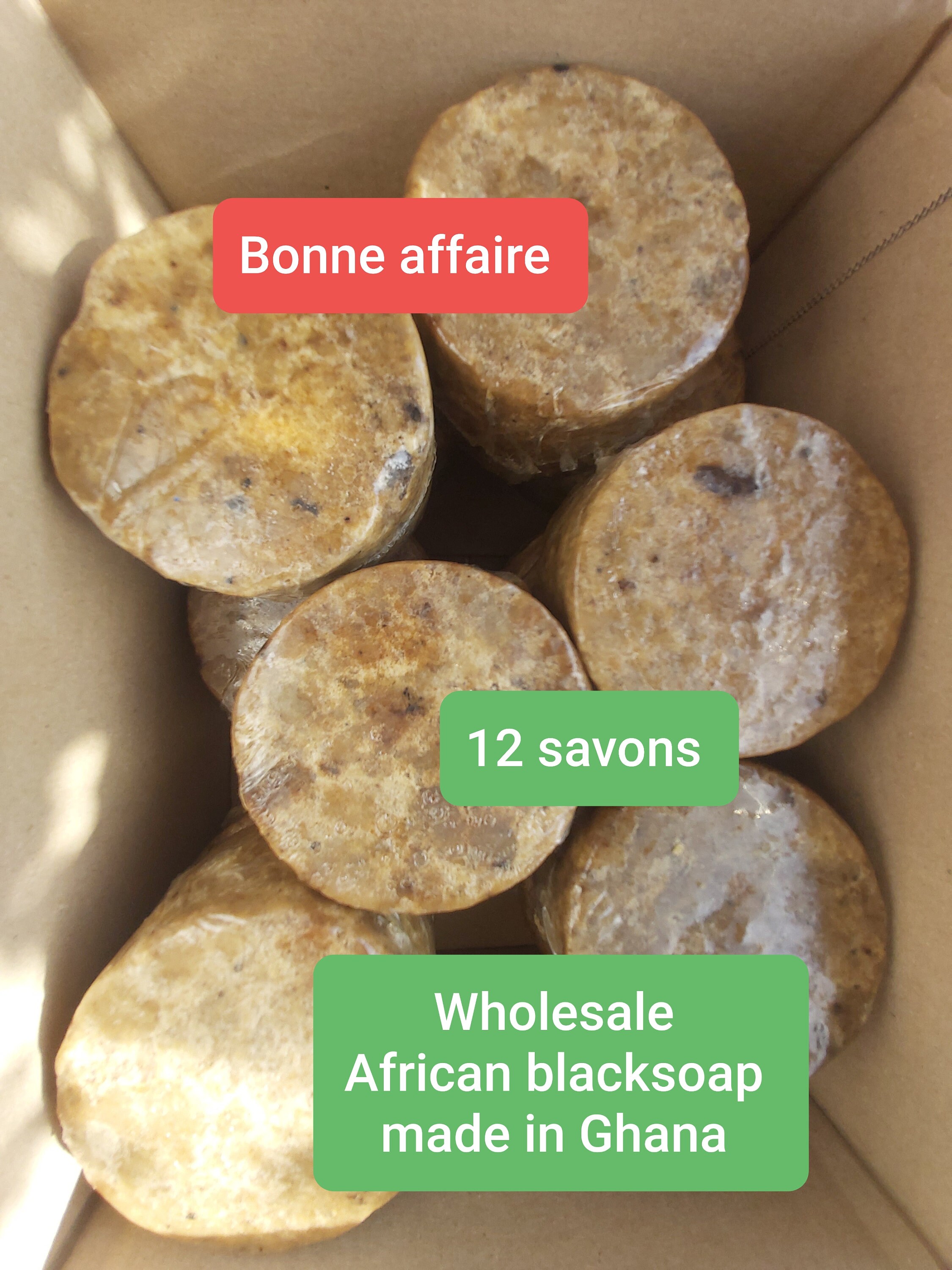 Grossiste 5kg savons noirs du Ghana, 200g x 25 savons pour le corps, african black soap ...