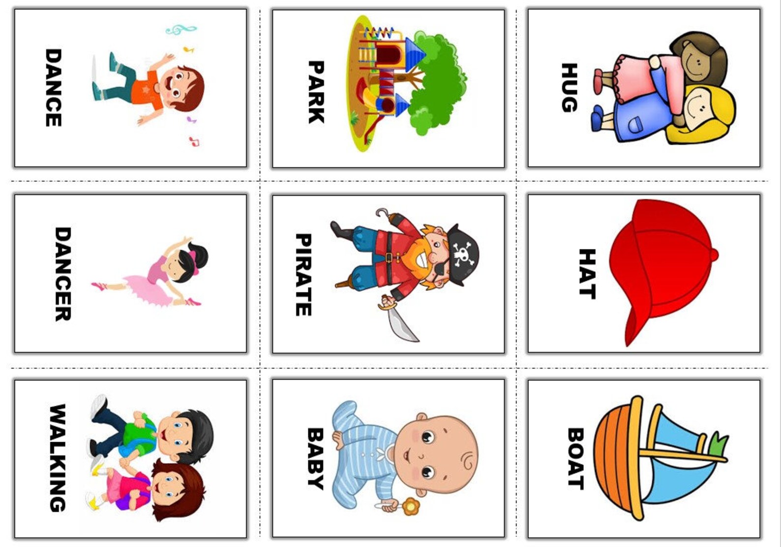 Noun and Verb Learning Flashcards Printable | Etsy